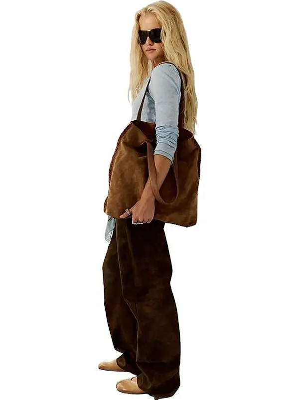 Free People Maeve Suede Tote Bag - Biscuit