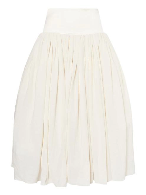 ABADIA Fitted-waist Waterfall Woven Maxi Skirt - Cream