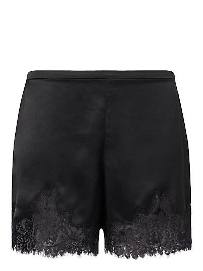 REFORMATION Fern Lace-trim Satin Shorts - Black