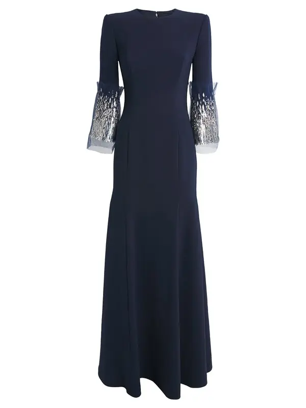 Jenny Packham Embellished-cuff Anita Maxi Dress - Black