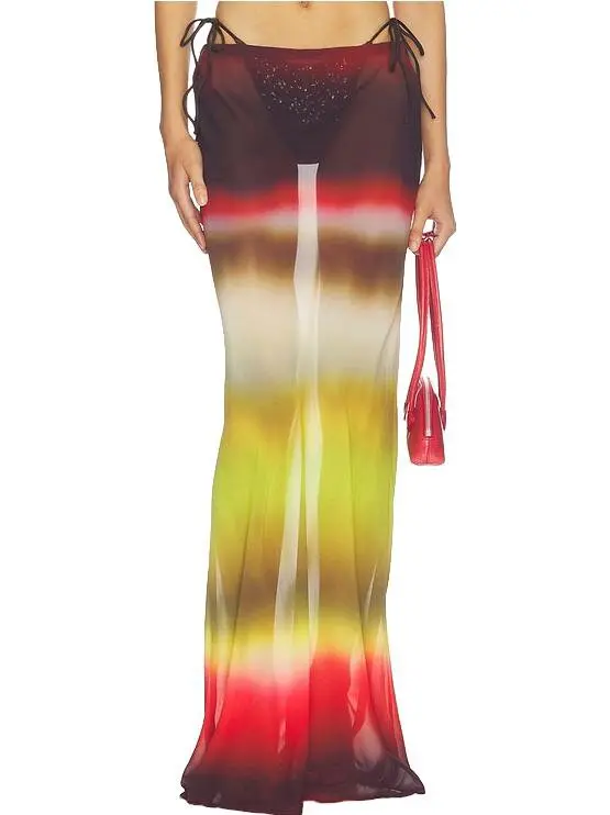 RUNAWAY THE LABEL Cyrus Low Waist Sheer Maxi Skirt In . Also - Multi