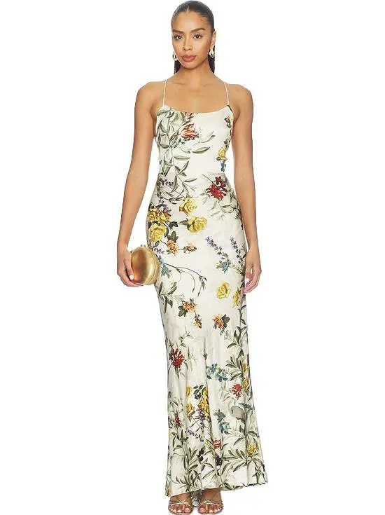Alice + Olivia Montana Cowl Strapy Back Maxi Dress In . Also - Multi