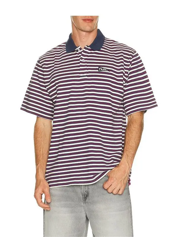 PARRA Flag Striper Polo Shirt In . Also - Multi