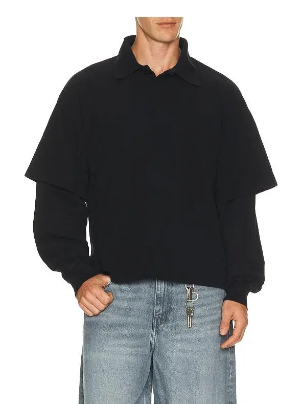 AGOLDE Curren Double Sleeve Polo In . Also - Black