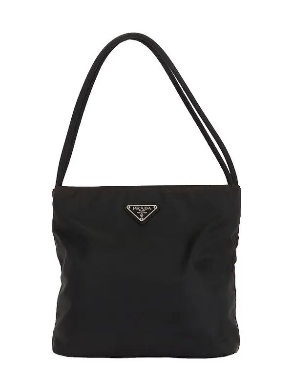 FWRD RENEW Prada Tessuto Flat Messenger Bag - Black