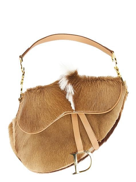FWRD RENEW Dior Pony Hair Mohawk Saddle Bag - Brown