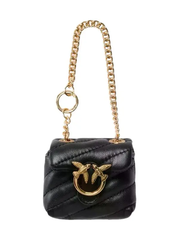 Pinko Love Birds Chevron-quilted Bag Charm - Black