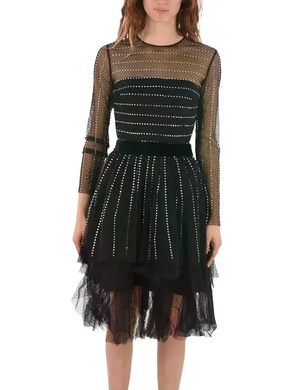 Philipp Plein Rhinestone-embellished Tulle Party Dress - Black