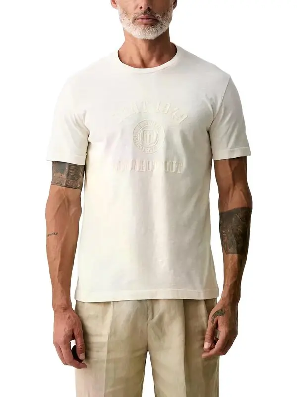 Gant Logo-print Slub-texture T-shirt - Neutrals