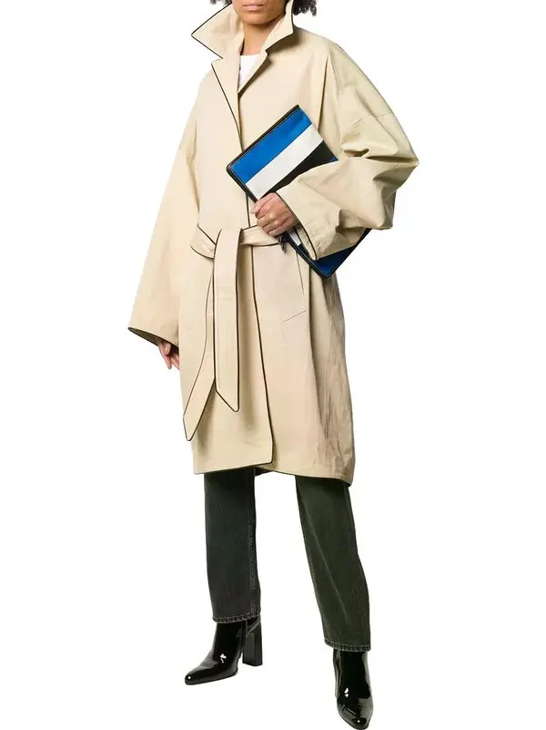 Balenciaga Contrast Trim Trench Coat - Neutrals