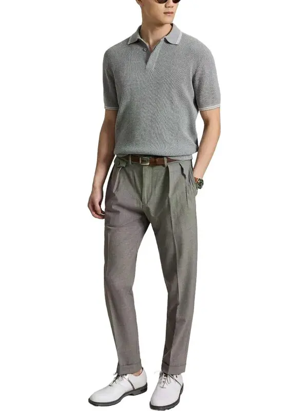 Rlx Ralph Lauren Waffle-knit Cotton Polo Shirt - Grey