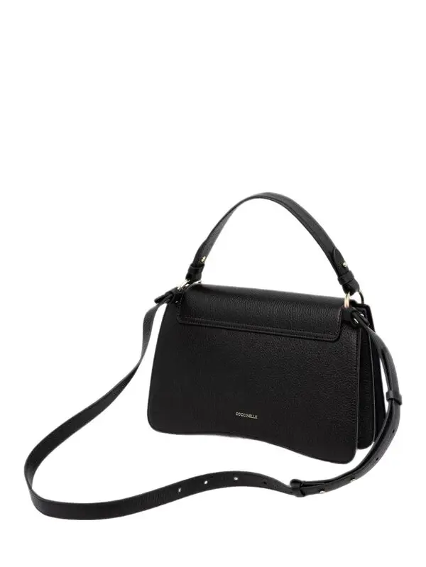 COCCINELLE C-me Logo-plaque Pebbled-leather Shoulder Bag - Black