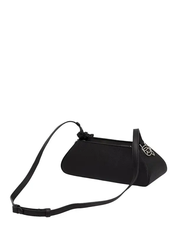 Karl Lagerfeld Logo-plaque Pebbled Shoulder Bag - Black