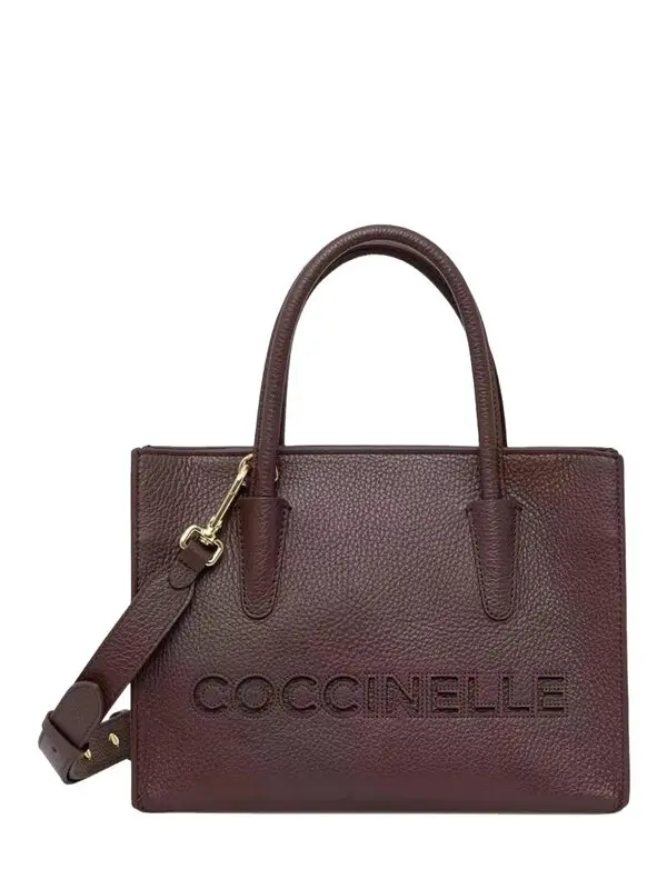 COCCINELLE Logo-perforated Grained-leather Tote Bag - Red