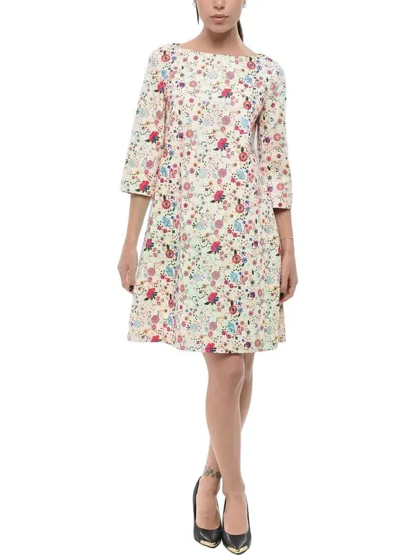 INES DE LA FRESSANGE PARIS Embroidered Floral-print Mini Dress - Neutrals