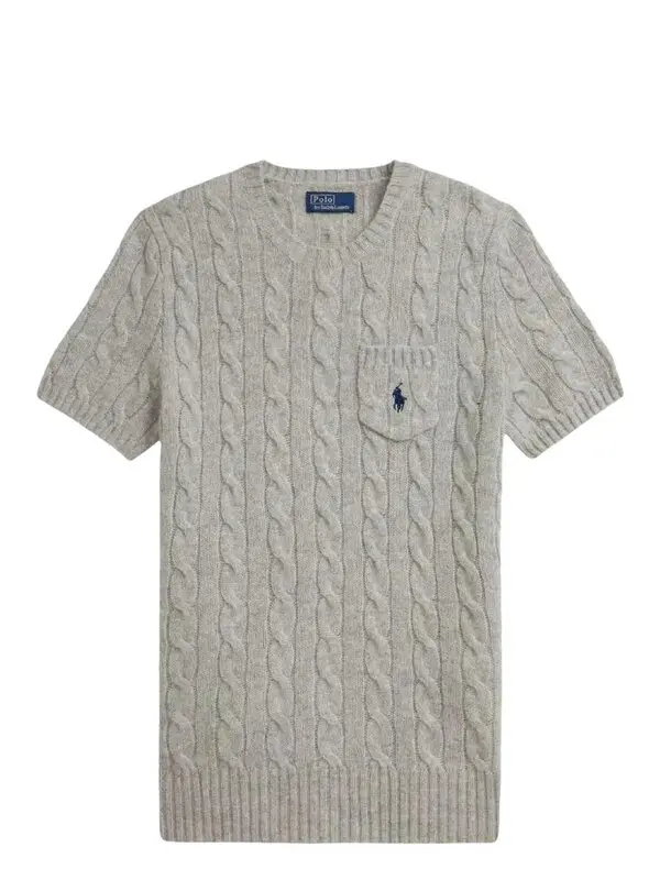 Polo Ralph Lauren Cable-knit Chest-pocket Top - Grey