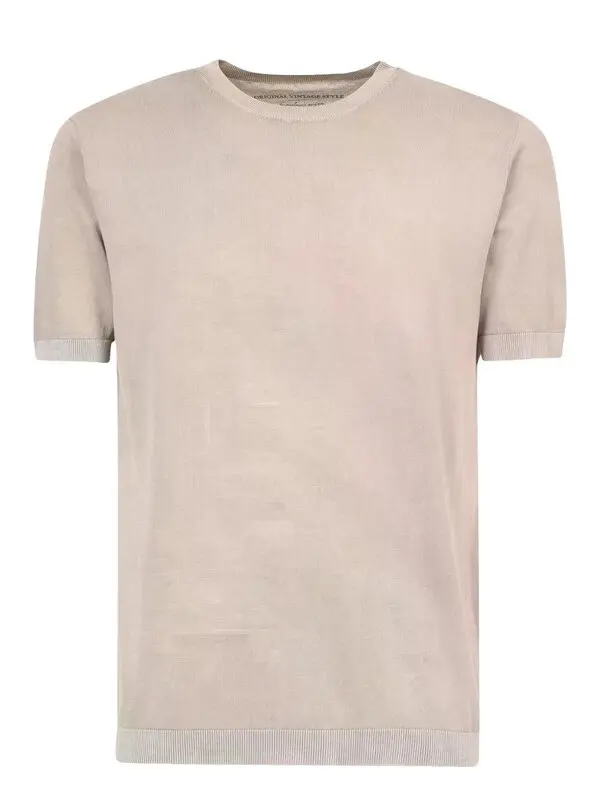 ORIGINAL VINTAGE Ribbed-hem T-shirt - Brown