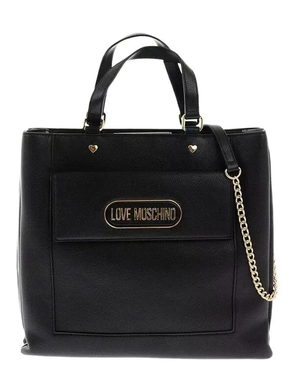 Moschino Logo-plaque Shoulder Bag - Black