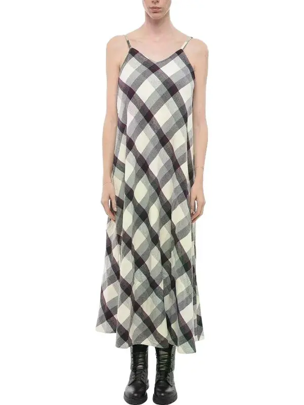 Woolrich Checked Sleeveless Maxi Dress - Neutrals