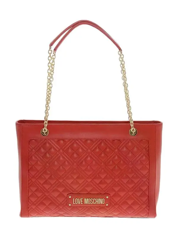 Moschino Quilted Logo-detail Shoulder Bag - Red