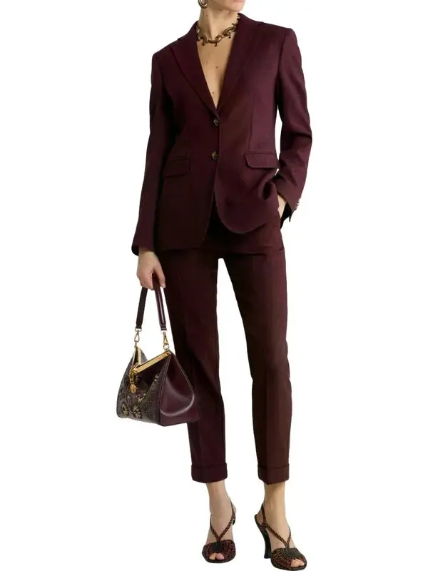 Etro Cropped Wool Jacquard Trousers With Medallion Motif - Red