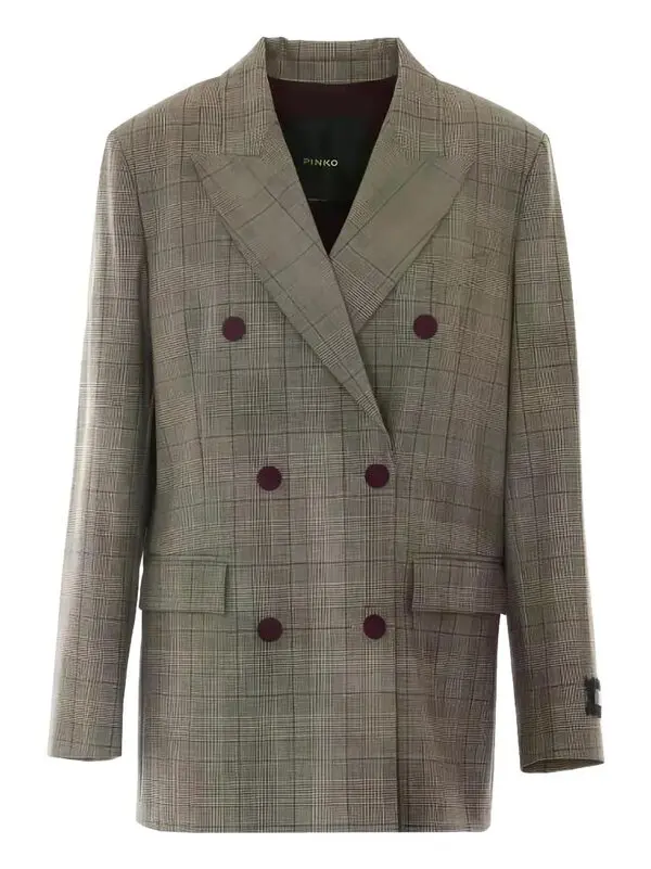 Pinko Double-breasted Checked Blazer - Neutrals