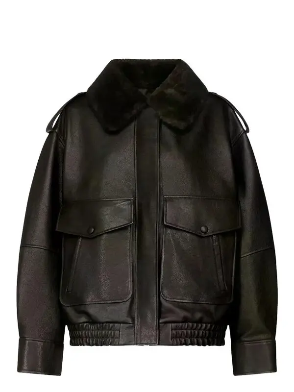 Loulou De Saison Russo Shearling-collar Leather Jacket - Brown