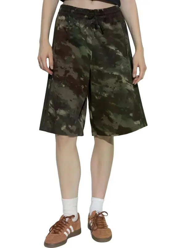 Adidas Camouflage-print Logo-embroidered Shorts - Green