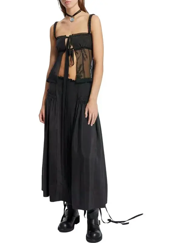 ANN DEMEULEMEESTER Ruffled Silk Midi Skirt - Black