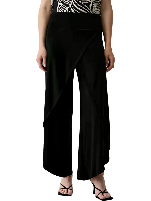 Joseph Ribkoff Wrap-overlay Wide-leg Trousers - Black