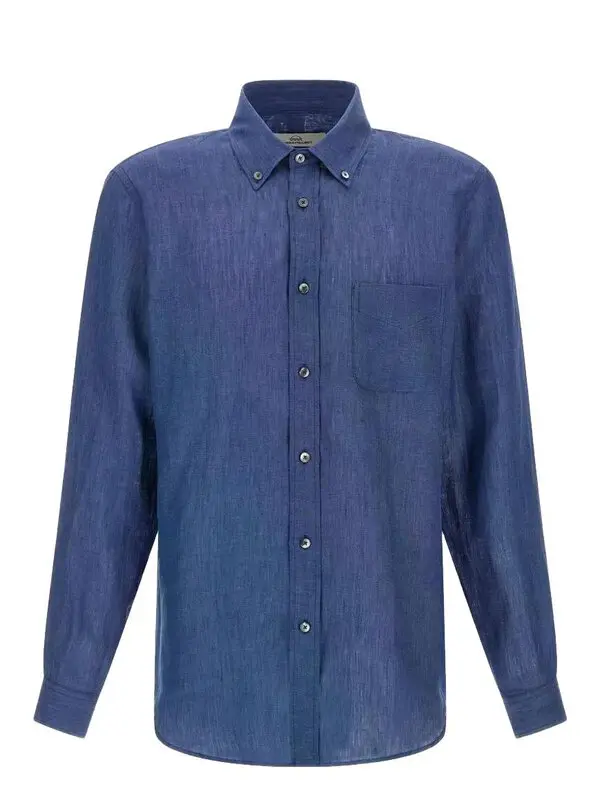 RIVIERA Button-down Linen Shirt - Blue