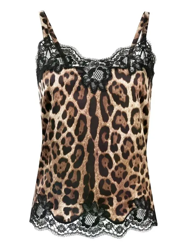 Dolce & Gabbana Leopard-print Satin Top - Brown