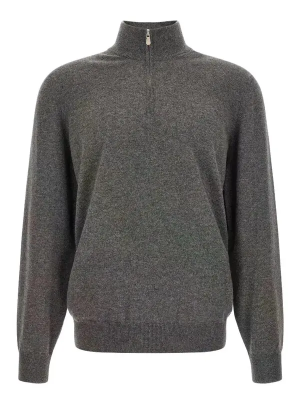 Brunello Cucinelli Half-zip Cashmere Sweater - Grey