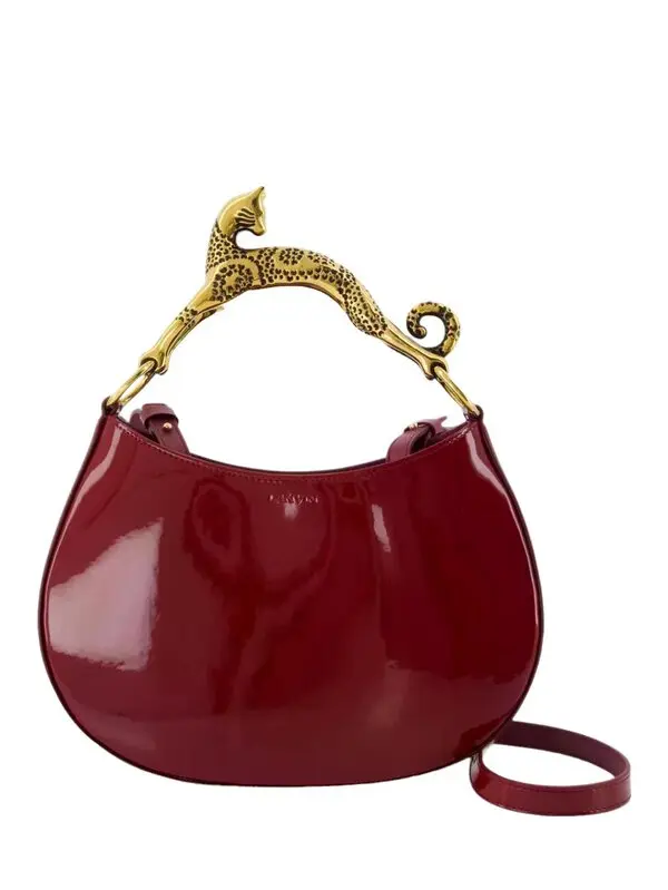 LANVIN Cat Poignée Patent Leather Crossbody Bag - Red