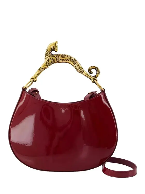 LANVIN Cat Poignée Patent Leather Crossbody Bag - Red