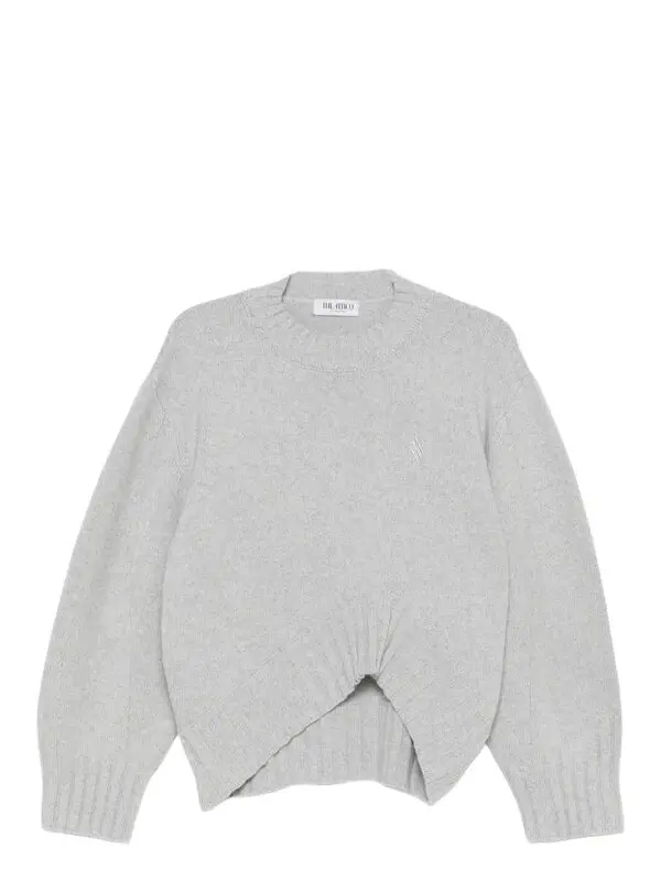 Attico Embroidered Logo V-neck Sweater - Grey