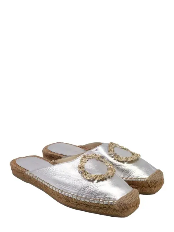 JIMMY CHOO Nadene Embellished Espadrilles - Silver
