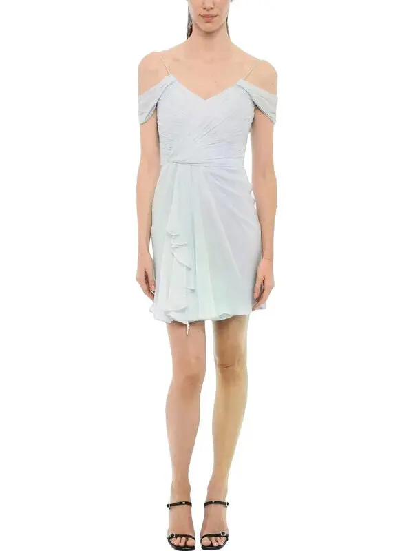 Costarellos Draped Ruffled Mini Dress - Blue