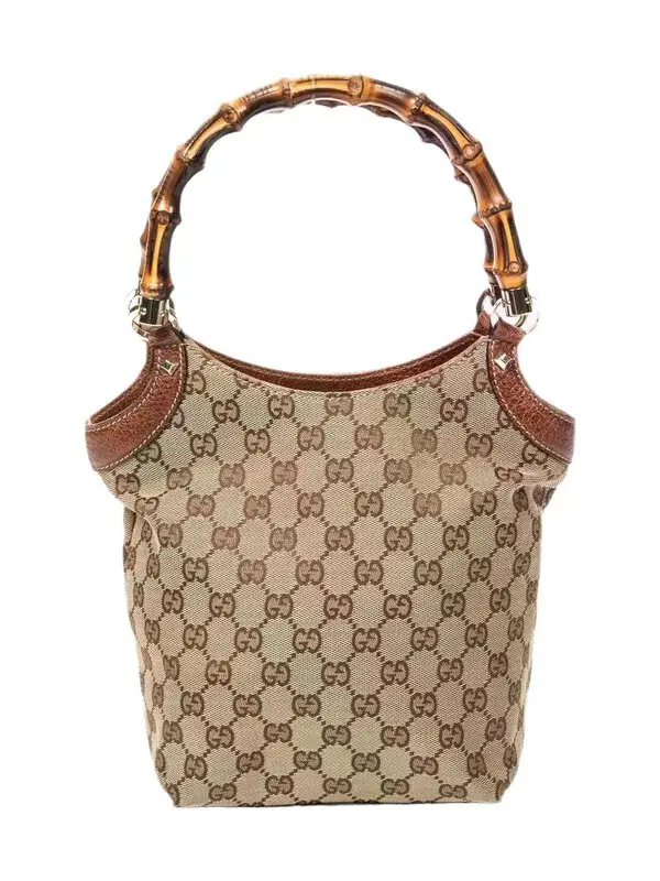 Gucci Small Bamboo Monogram-pattern Tote Bag - Brown