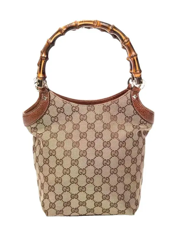 Gucci Small Bamboo Monogram-pattern Tote Bag - Brown