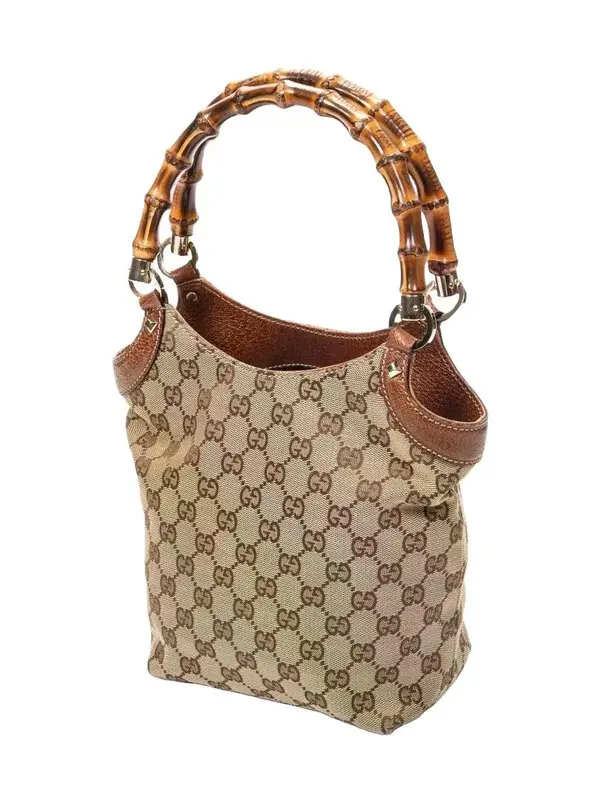 Gucci Bamboo Monogram Tote Bag - Brown