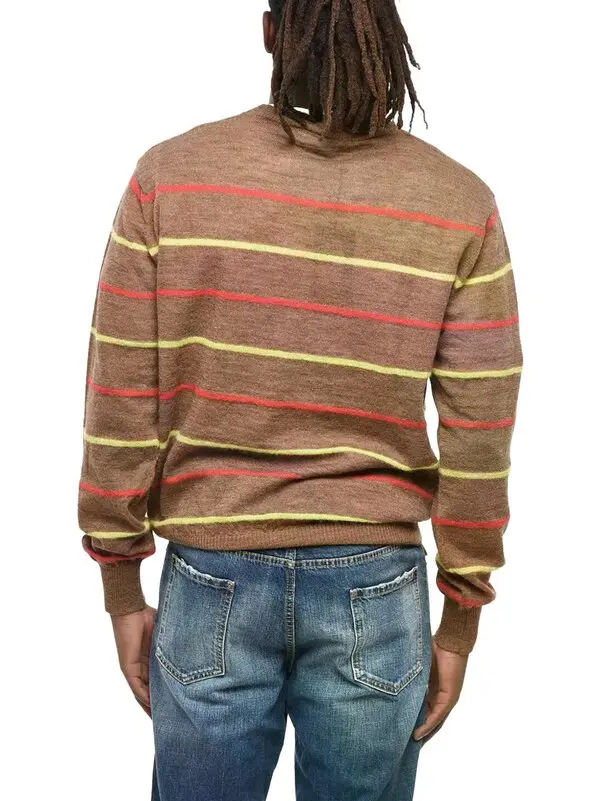 Dsquared2 Striped Embroidered Crew Neck Sweater - Brown