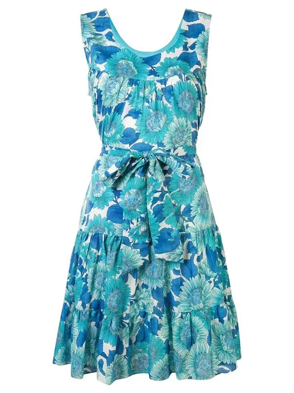 BAMBAH Floral Print Flared Dress - Blue