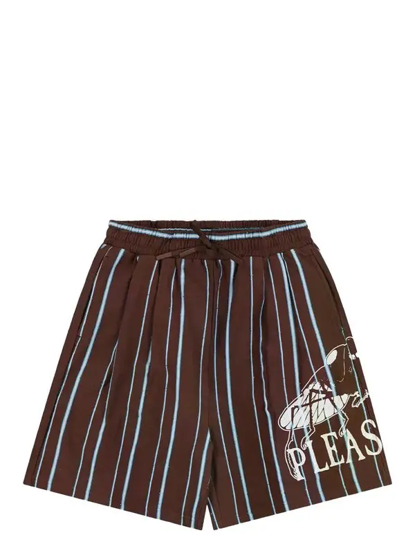 PLEASURES Teleport Stripe-print Shorts - Brown