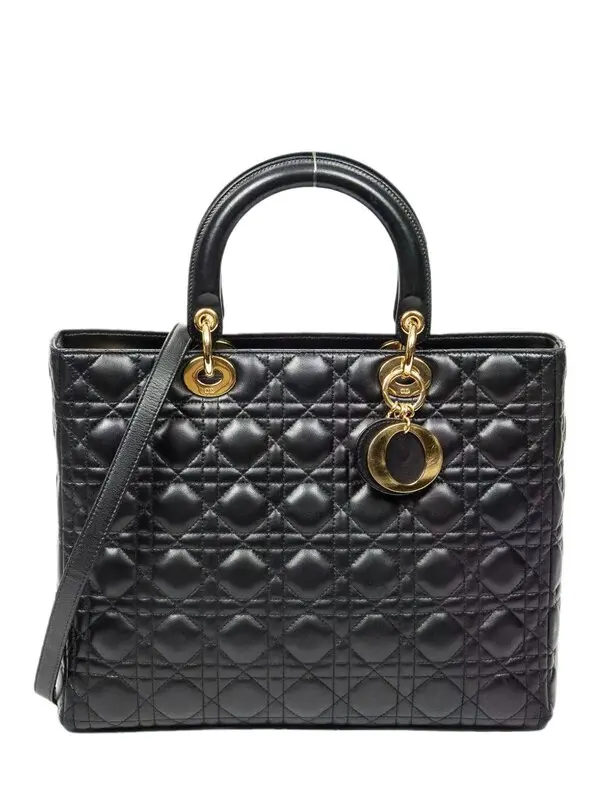 Dior Large Lady Cannage Tote Bag - Black
