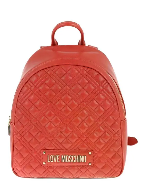 Moschino Quilted Logo-detail Backpack - Red