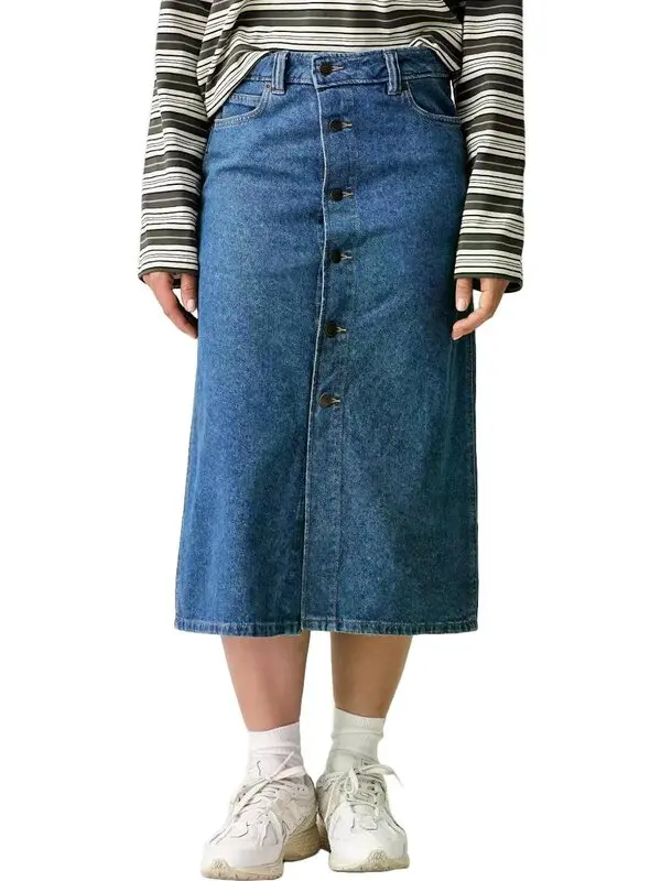 Dickies Button-front Denim Midi Skirt - Blue