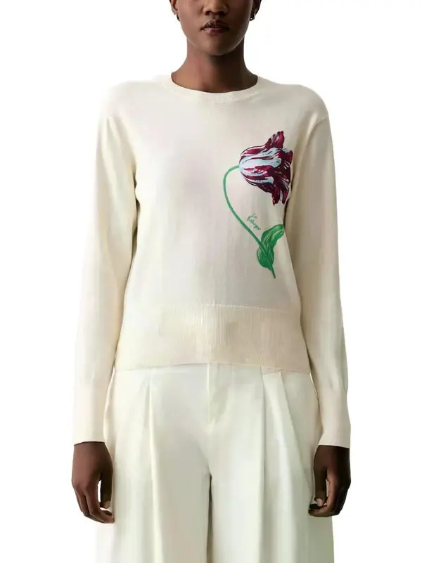 Kenzo Floral-intarsia Sweater - Neutrals