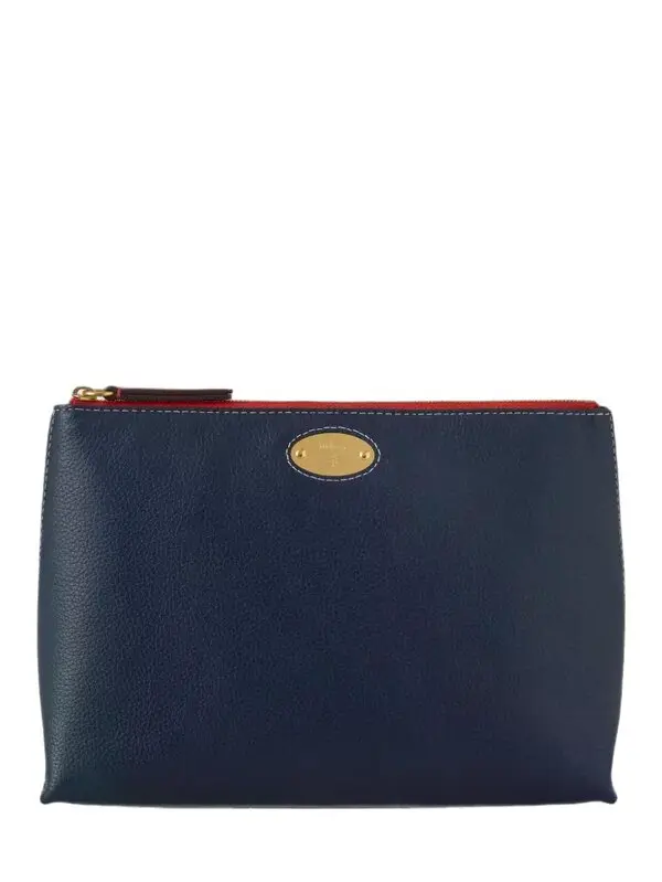 Mulberry Small Logo-plaque Cosmetic Pouch - Blue