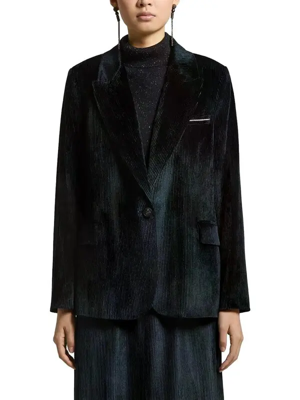 Peserico Corduroy Single-breasted Jacket - Blue